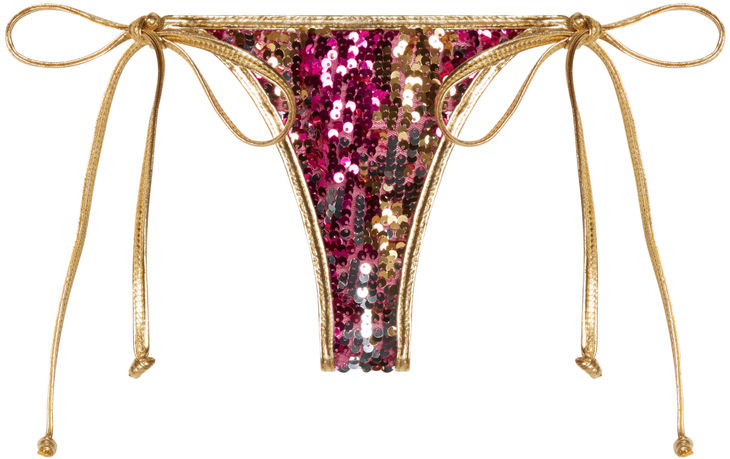 Gold & Fuchsia Sequin G-String Thong Bikini Bottom – DOLL Swimwear