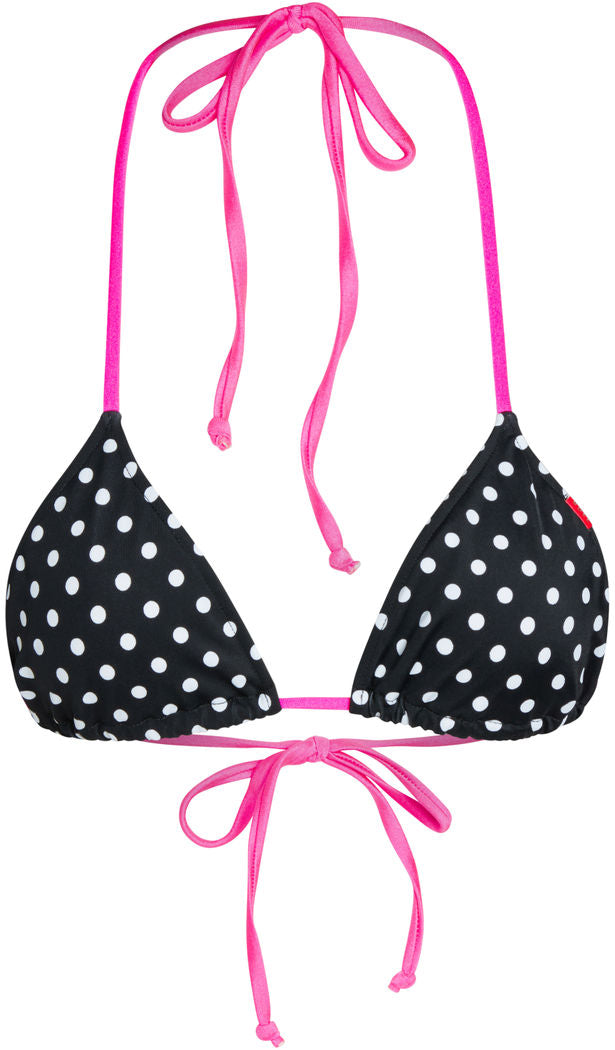 Black Polka Dot & Pink Triangle Top – DOLL Swimwear