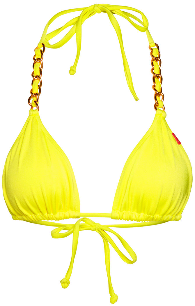 Yellow Triangle Bikini On a Chain Top – DOLL Swimwear